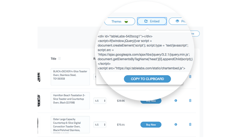 TableLabs - Create an Amazon Product Comparison Chart In Minutes
